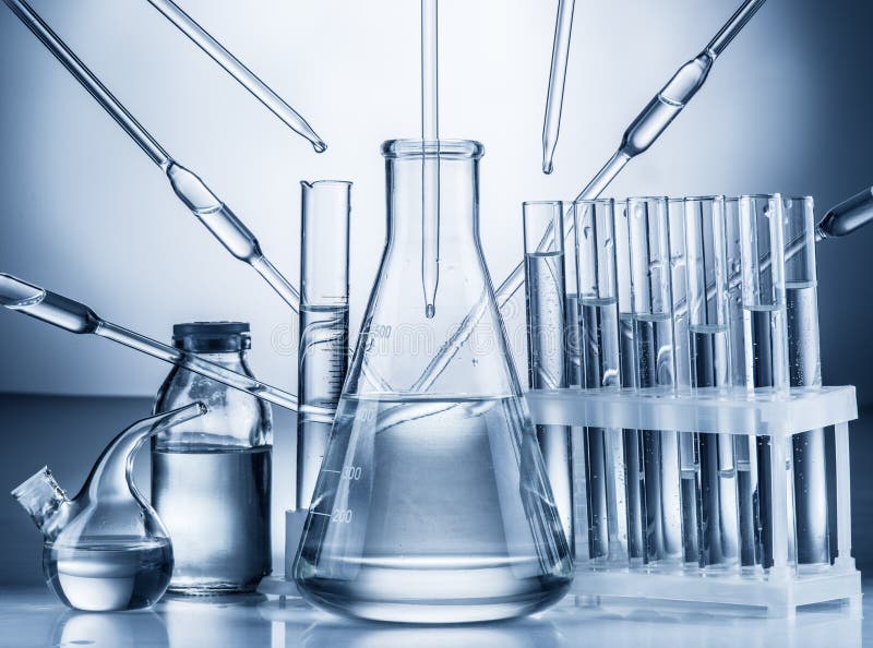 Different Laboratory Beakers and Glassware Stock Image - Image of ...