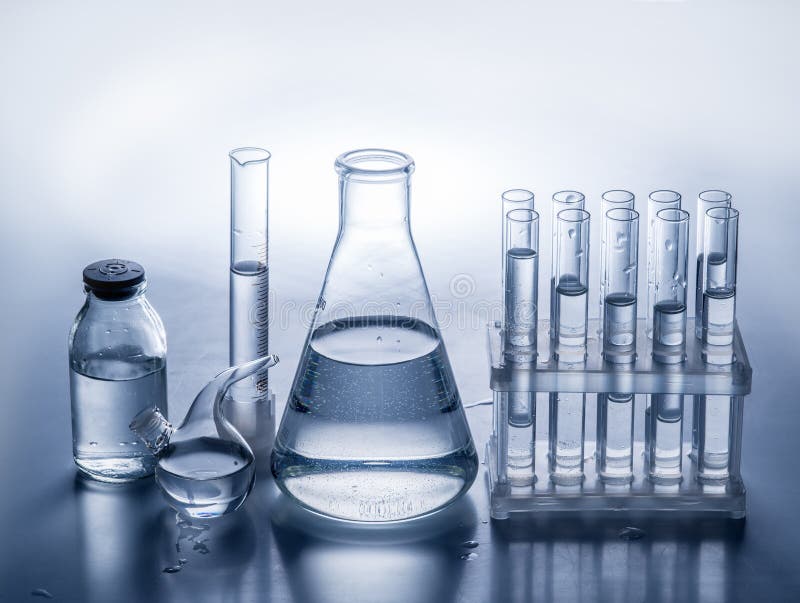 Different Laboratory Beakers and Glassware. Stock Image - Image of ...