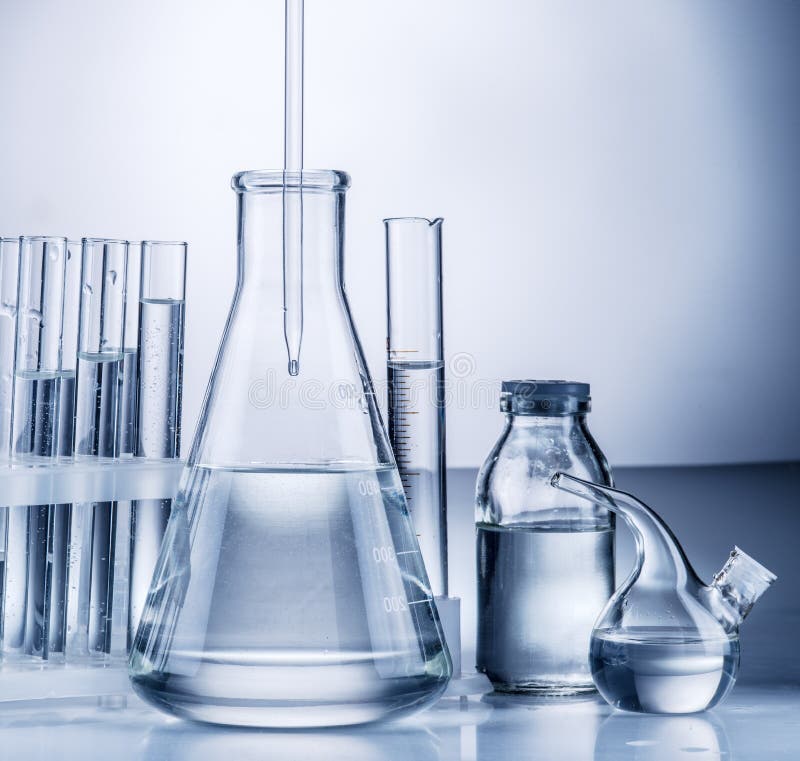 Different Laboratory Beakers and Glassware Stock Image - Image of ...