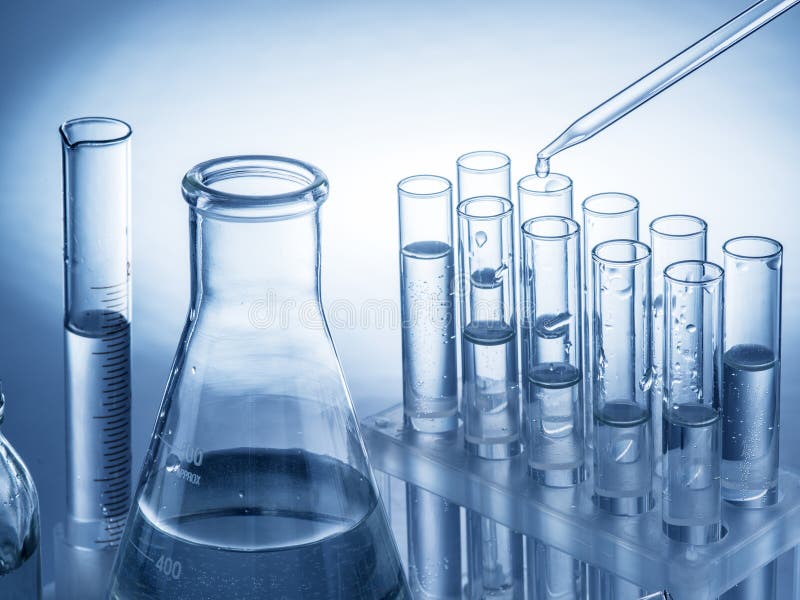 Different Laboratory Beakers and Glassware Stock Photo - Image of ...