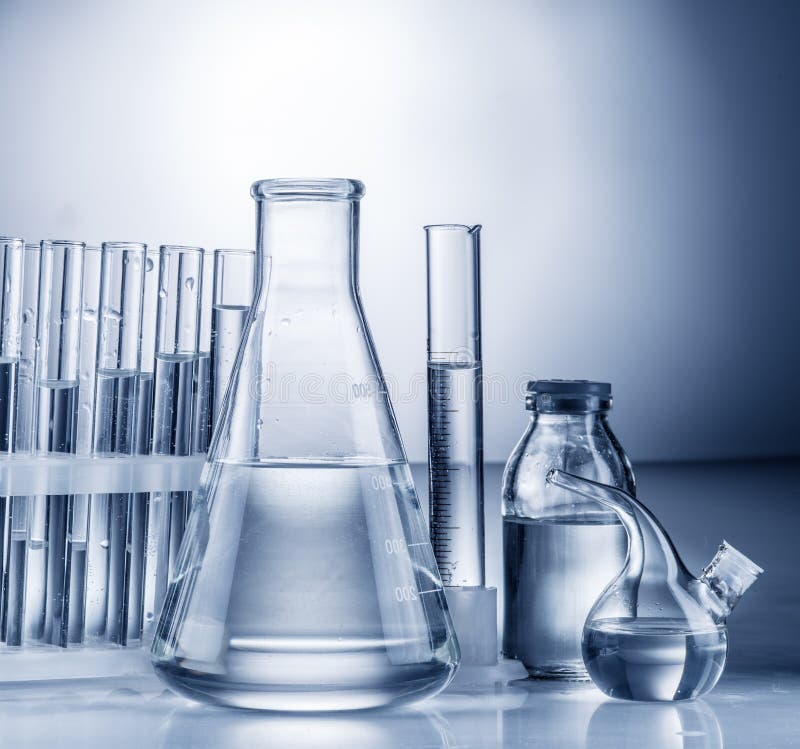 Different Laboratory Beakers and Glassware Stock Photo - Image of ...
