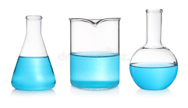 Set of Different Laboratory Glassware on White Background Stock ...