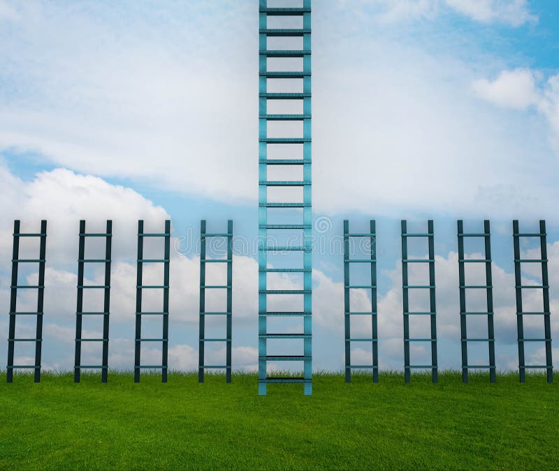 Different Ladders in Career Progression Concept - 3d Rendering Stock ...
