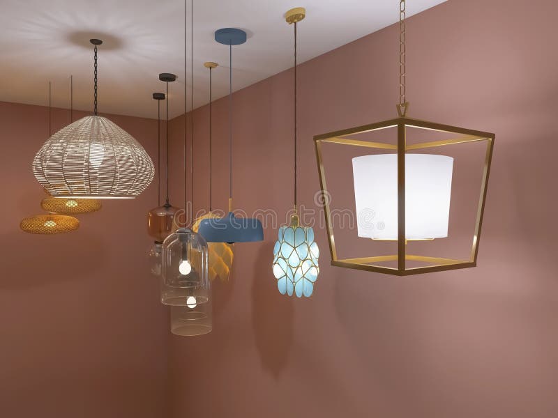 Different Lamps 3d Render, 3d Illustration Power Electricity Creative ...