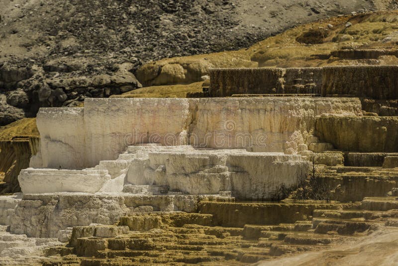 Different Layer of Colors of Hot Spring at Mammoth Hot Spring Stock ...