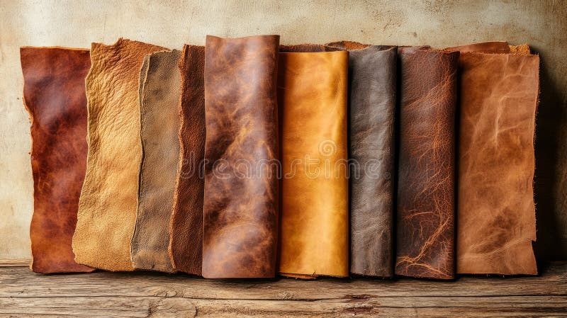 Different Leather Textures in Various Shades of Brown. Stock Photo ...