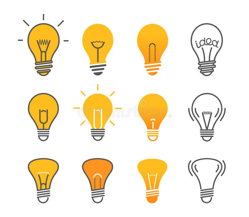 Different Light Bulb Isolated on White Vector Illustration Stock Vector ...