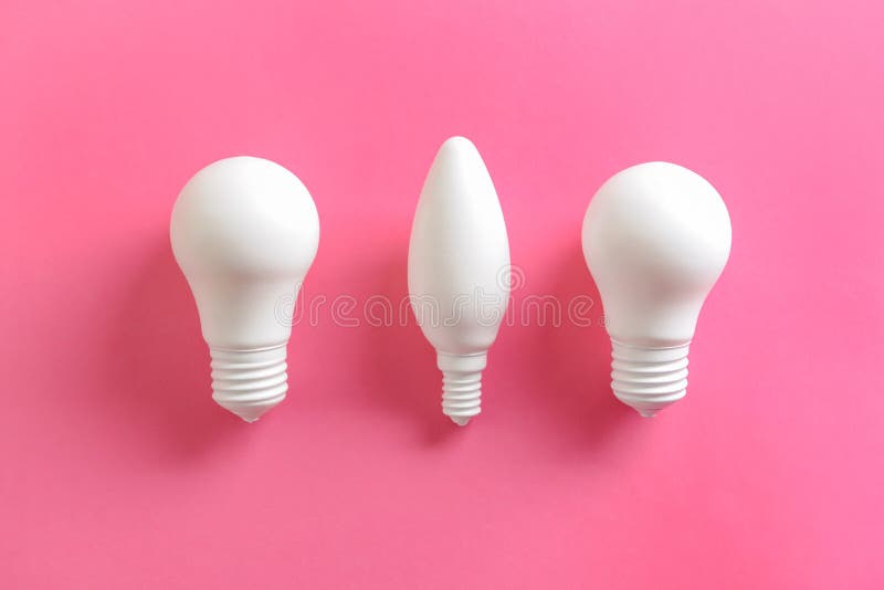 Different Light Bulbs on Color Background Stock Image - Image of flat ...