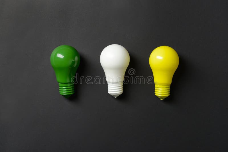 Different Light Bulbs on Dark Background Stock Image - Image of ...