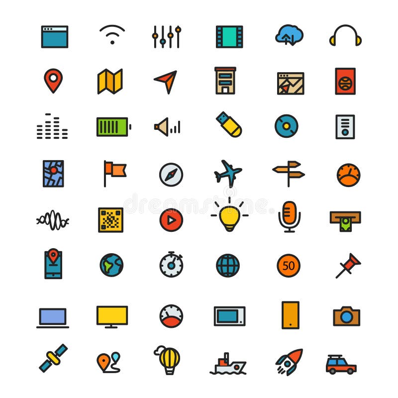 Different Line Style Color Icons Stock Vector - Illustration of sign ...