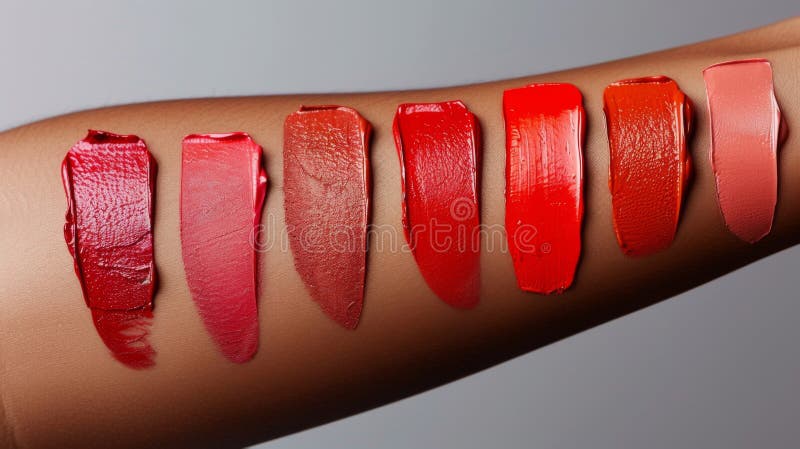Collection of Vibrant Lip Colors Showcased on an Arm Highlighting ...