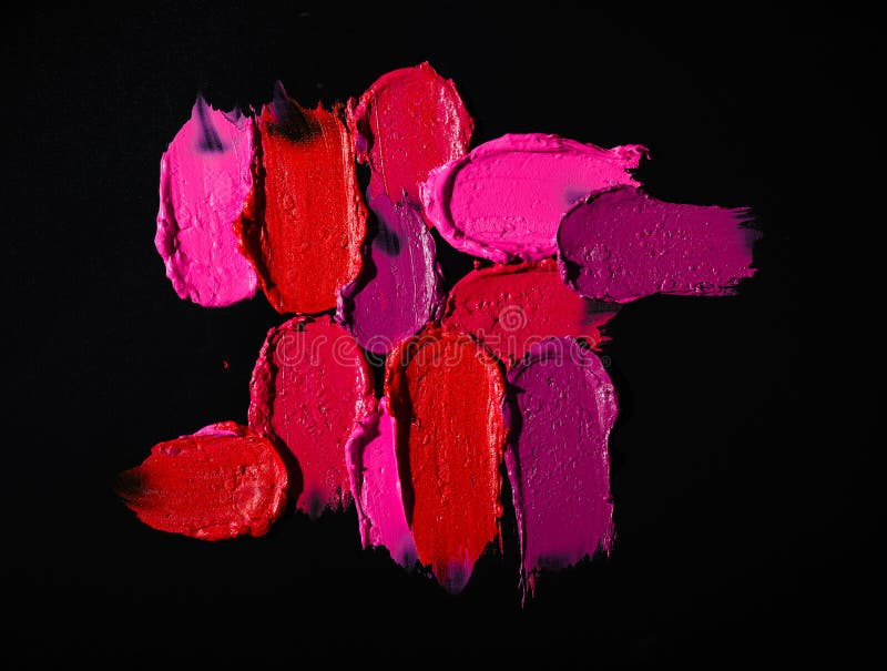 Different Lipstic Smudge on Black Background Stock Image - Image of ...