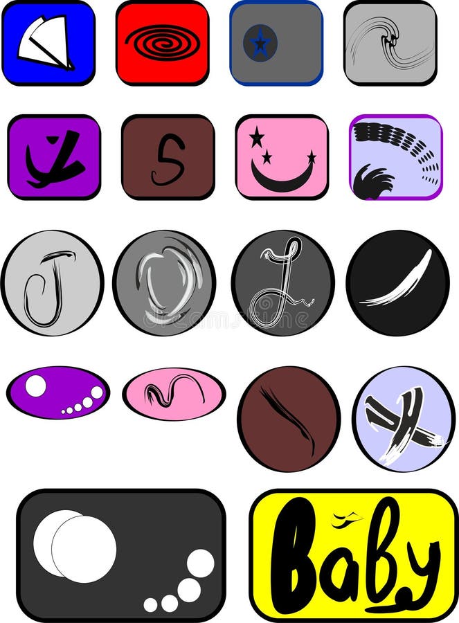 Different Logos, Buttons, All Sorts Stock Illustration - Illustration ...