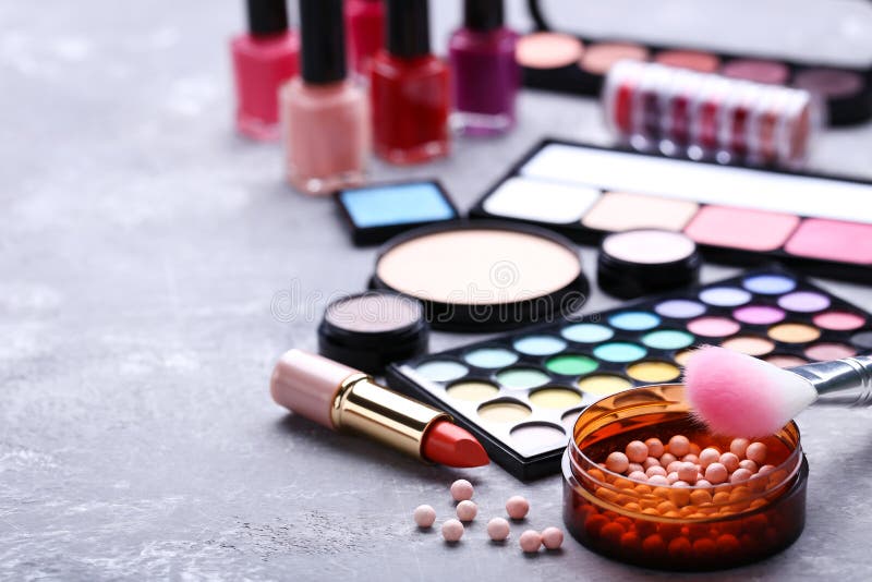 Different makeup cosmetics stock image. Image of care - 156585301