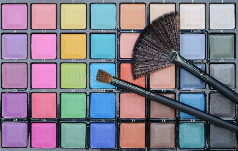 Different Makeup Cosmetics on Rustic White Wooden Table. Stock Image ...