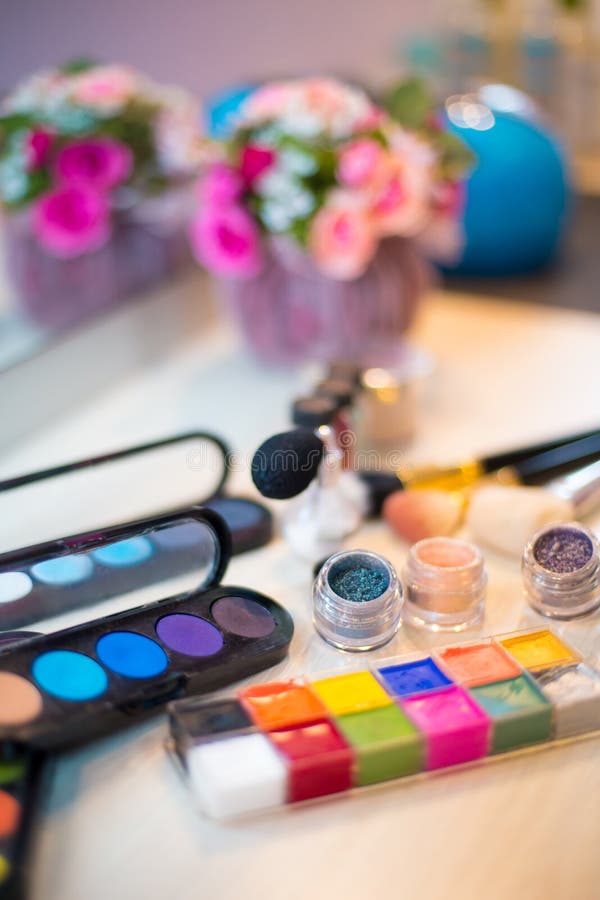 Different Makeup Items on the Table Stock Image - Image of glamour ...