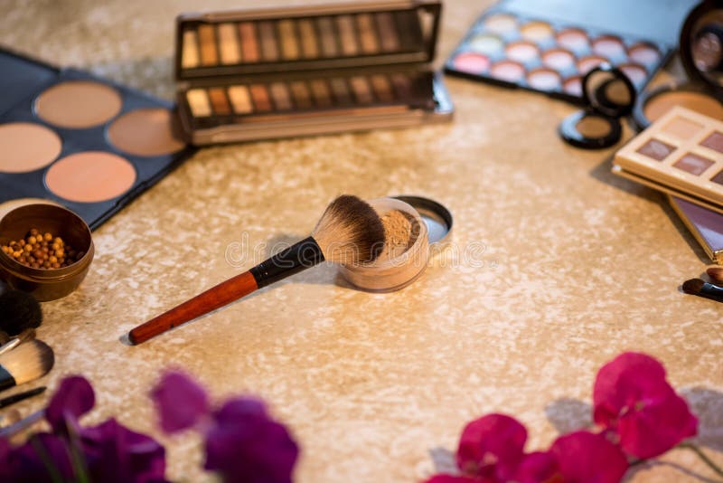 Different Makeup Items on the Table Stock Image - Image of item ...