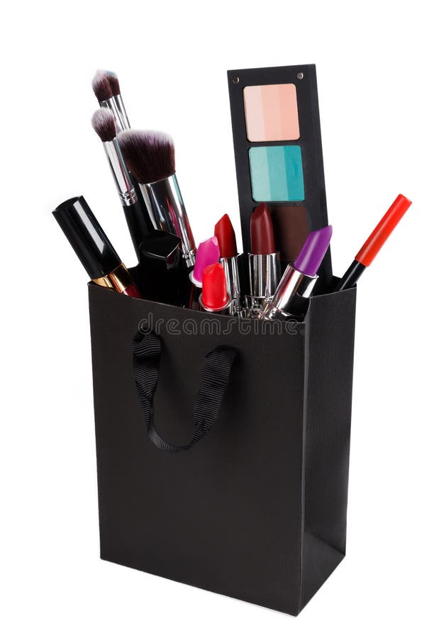 Different Makeup Objects in the Shopping Bag Stock Photo - Image of ...