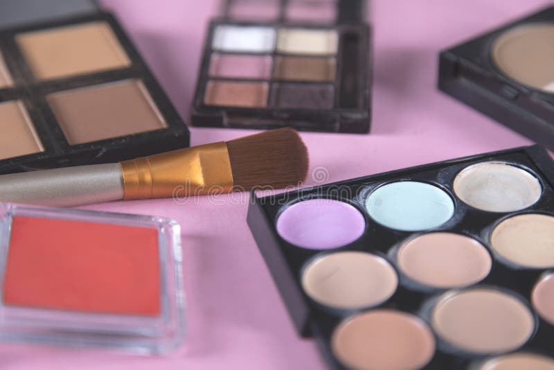 Different Makeup Products and Brushes Stock Image - Image of fashion ...