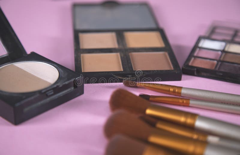 Different Makeup Products and Brushes Stock Photo - Image of artist ...