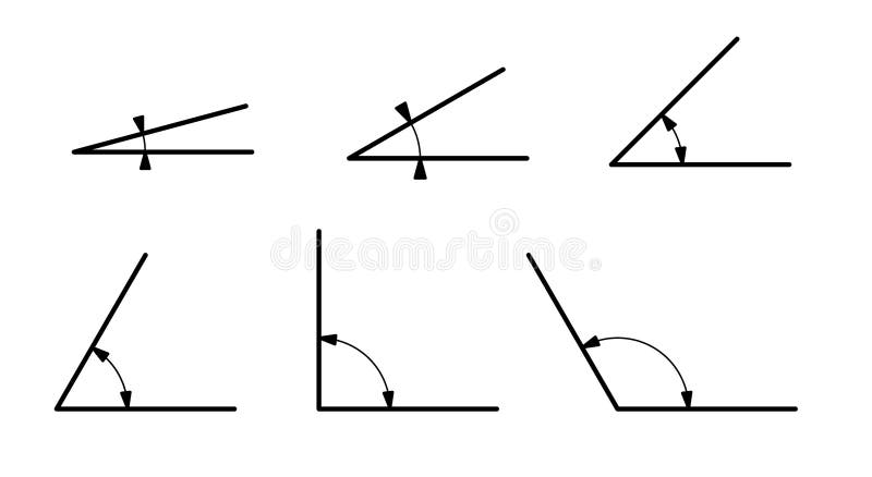Different Mathematical Angles Isolated on White Background. Line ...