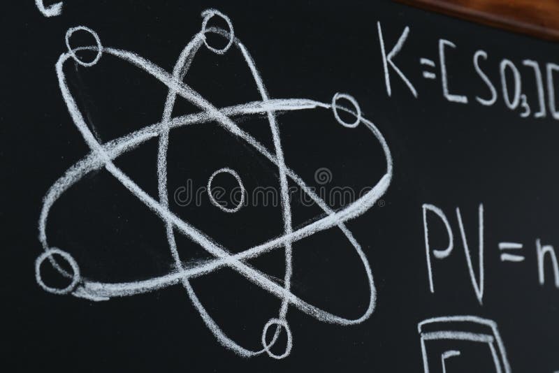 Different Mathematical Formulas Written with Chalk on Blackboard ...