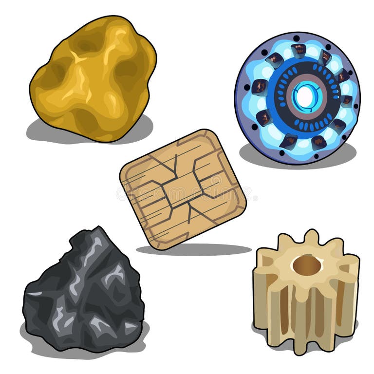 Different Mechanisms and Ore, Vector Set Stock Vector - Illustration of ...