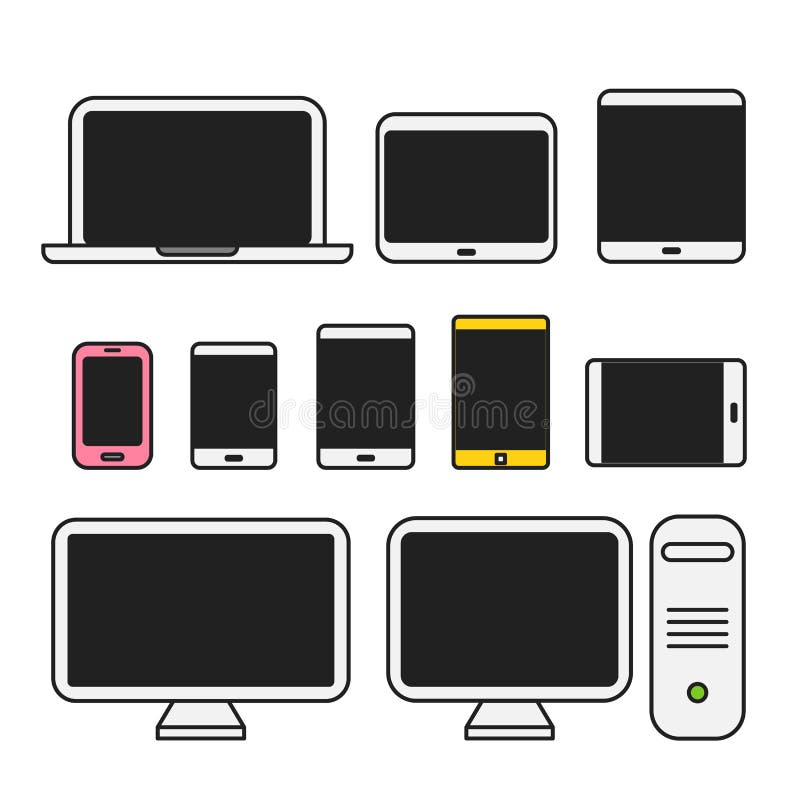 Different Devices. Charging Scheme Stock Vector - Illustration of ...