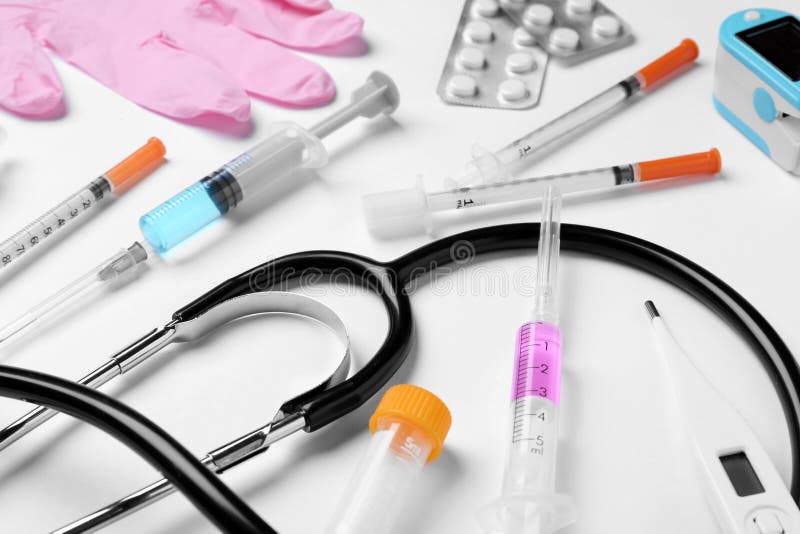 Different Medical Objects On White Background Stock Photo - Image of ...
