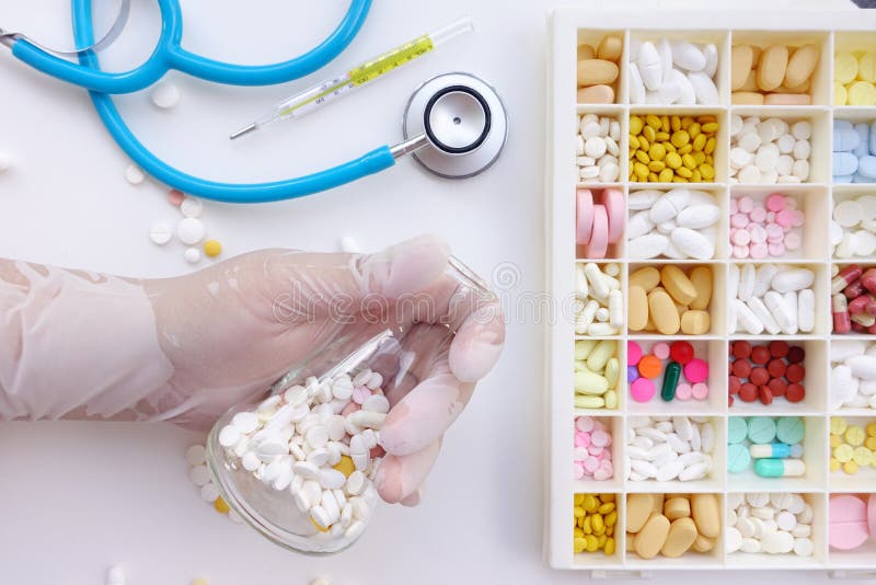 Different Medication on Hand Editorial Photography - Image of cure ...