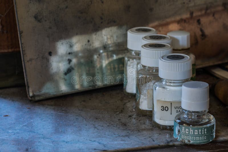 Different Medication Powder in Container Stock Photo - Image of items ...