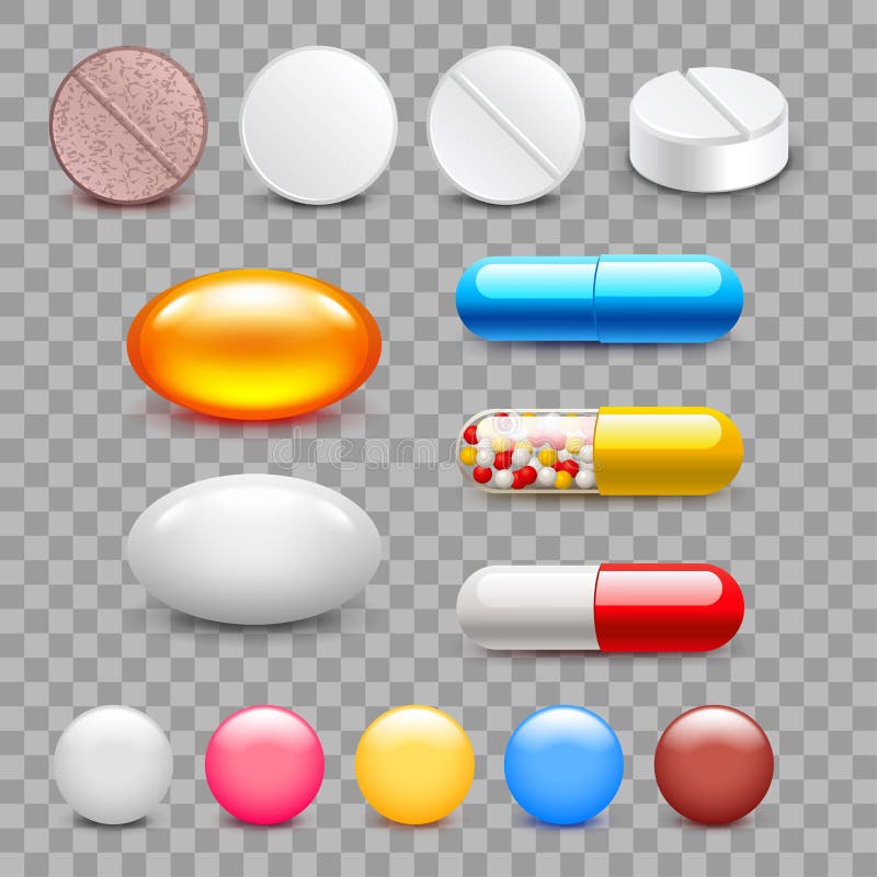 Different Medicine Pills Icons Isolated Vector Set Stock Vector ...