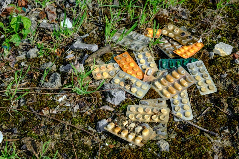 Different Medicines: Tablets Discarded in Nature Stock Image - Image of ...