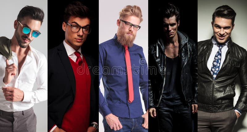 5 Different Men Posing in Studio Stock Image - Image of smile, double ...