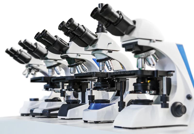 Different Microscopes Isolated on White Background Stock Image - Image ...