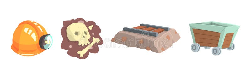 Different Mine Industry Object and Item Vector Set Stock Vector - Illustration of material ...
