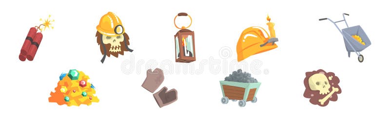 Different Mine Industry Object and Item Vector Set Stock Vector - Illustration of ground ...