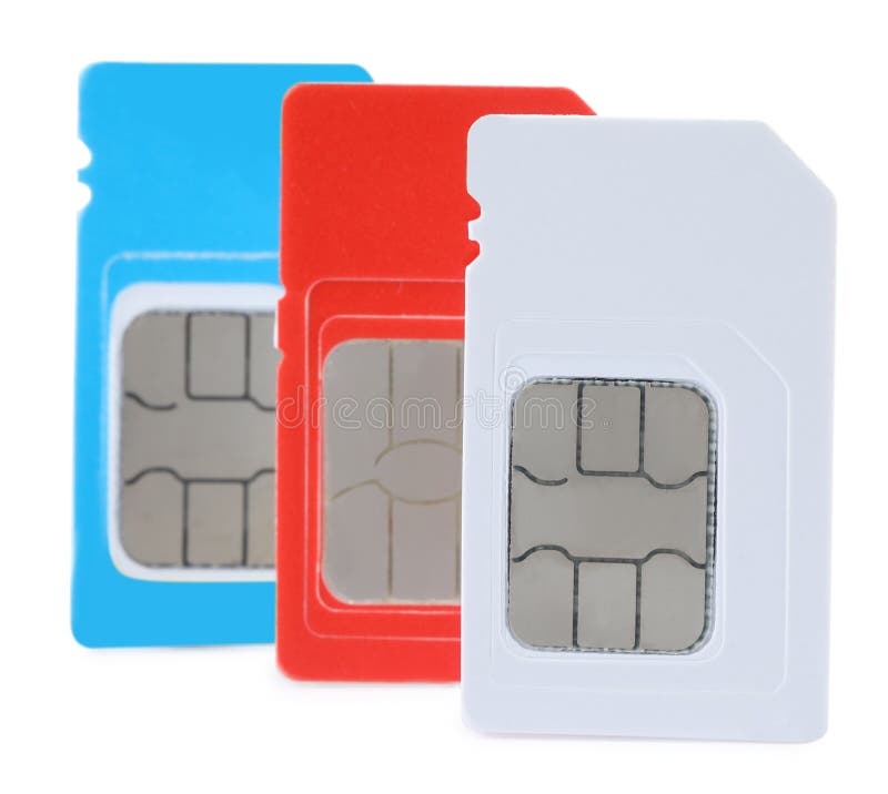 Different Mini SIM Cards on White Background Stock Photo - Image of ...