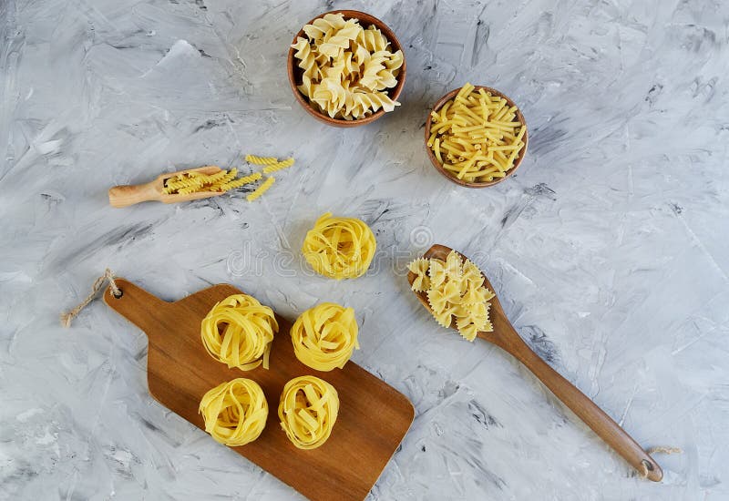 Different Mix Pasta Types on the Table, Easy Food Concept Stock Photo ...