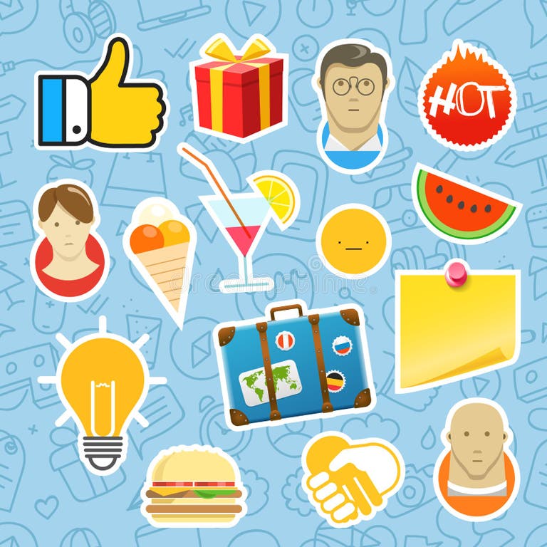 Different Mobile or Web Application Stickers Stock Vector ...