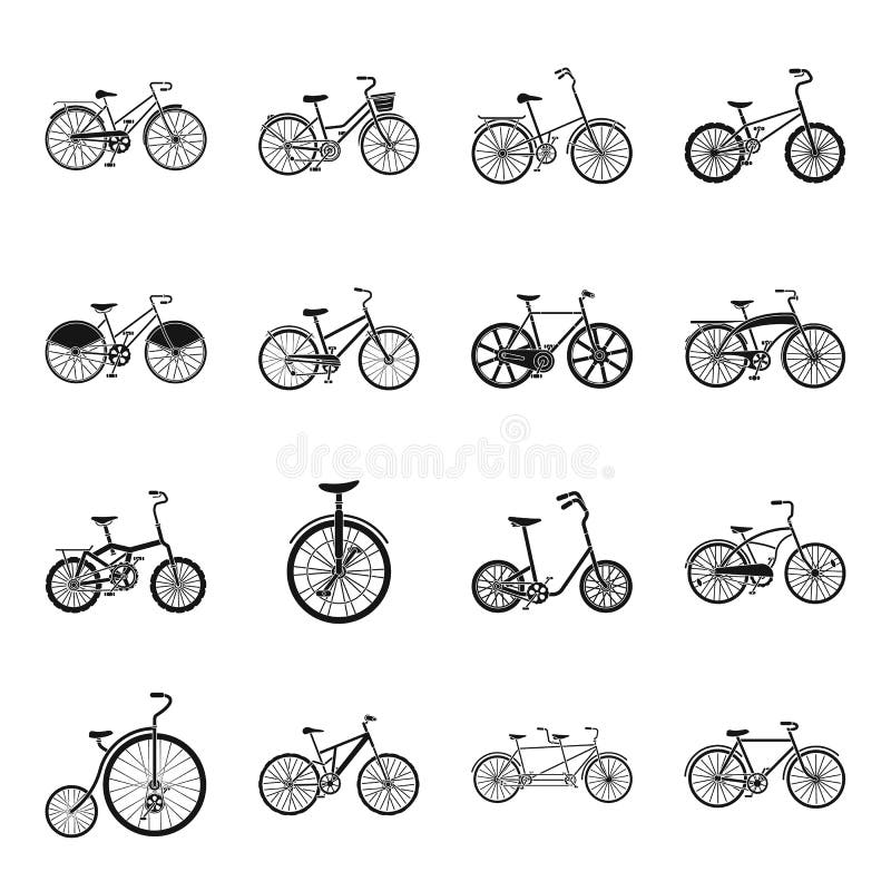 Different Models of Bicycles. Different Bicycle Set Collection Icons in ...