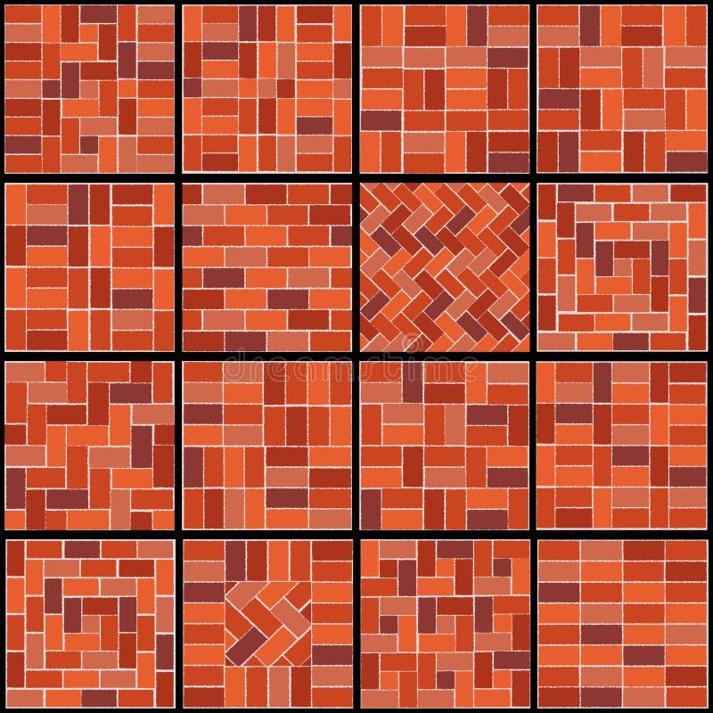 Different Models of Brick Floor - Set of Various Models of Flooring ...