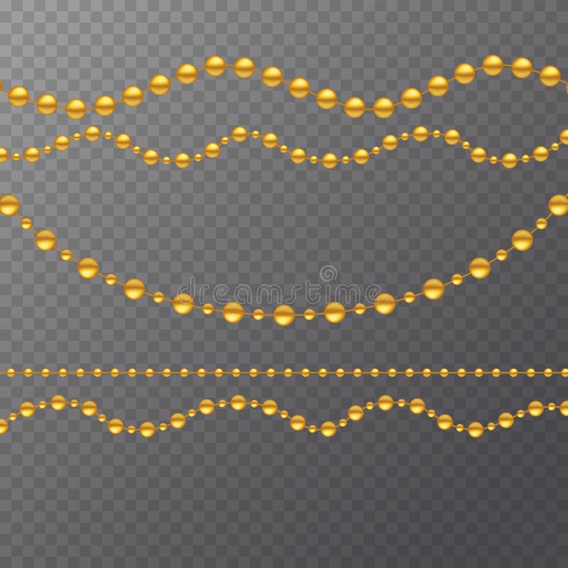 Different Models and Forms of Gold Beads. Realistic Image of Beads ...