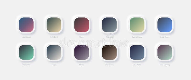 Different Modern Aesthetics Muted Color Gradients Set for UI UX Design ...