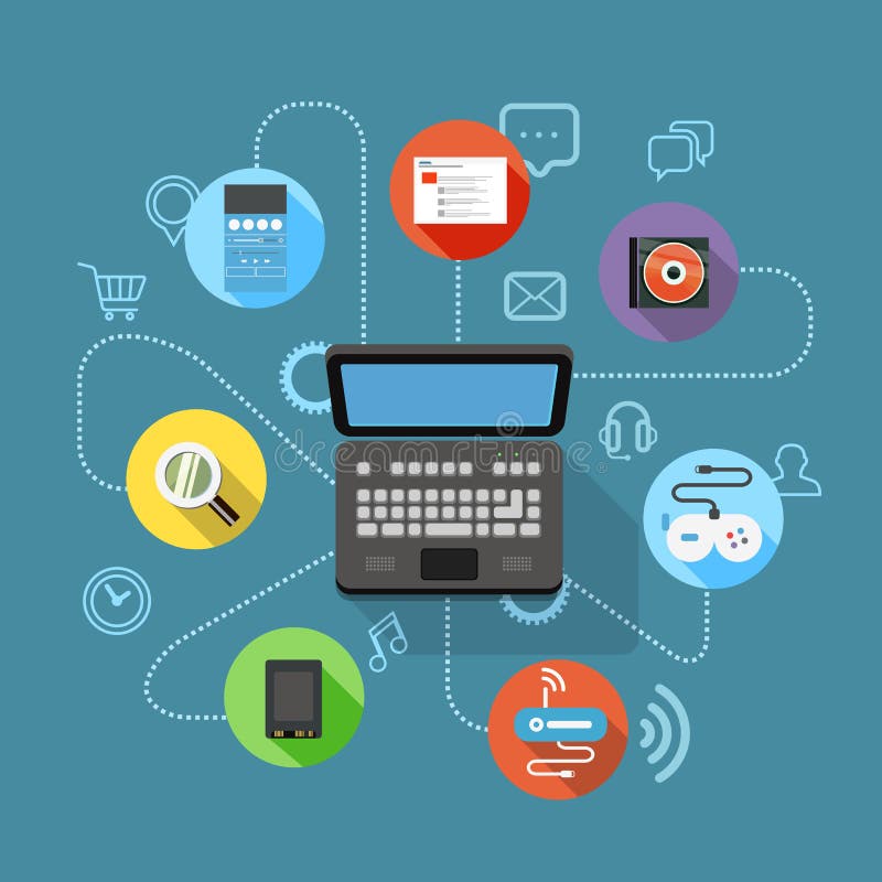 Different Modern Digital Device Scheme Stock Vector - Illustration of ...