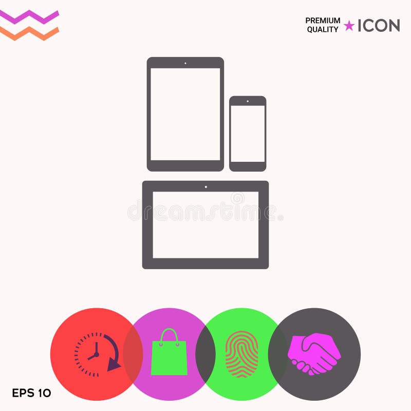 Different Modern Personal Gadgets. Tablet, Phone Icon Stock Vector ...