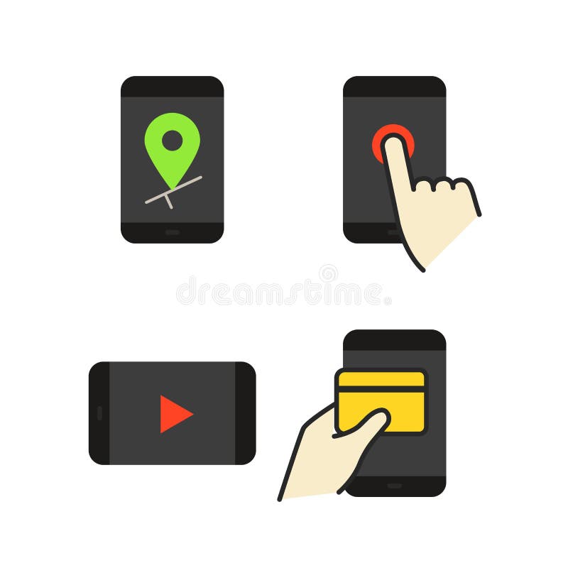 Different Modern Smartphone Color Flat Icons Stock Vector ...