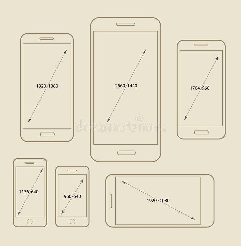 Different Modern Smartphone Resolutions Mockups Stock Vector ...