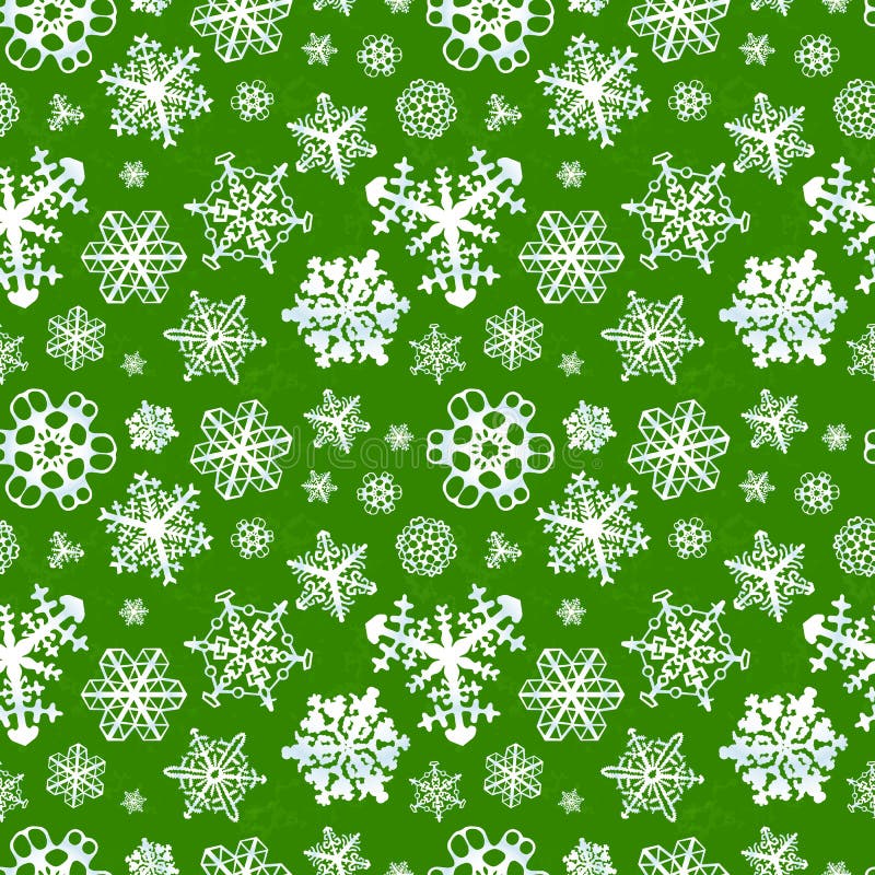 Different Modern Snowflakes on Green Background Stock Vector ...