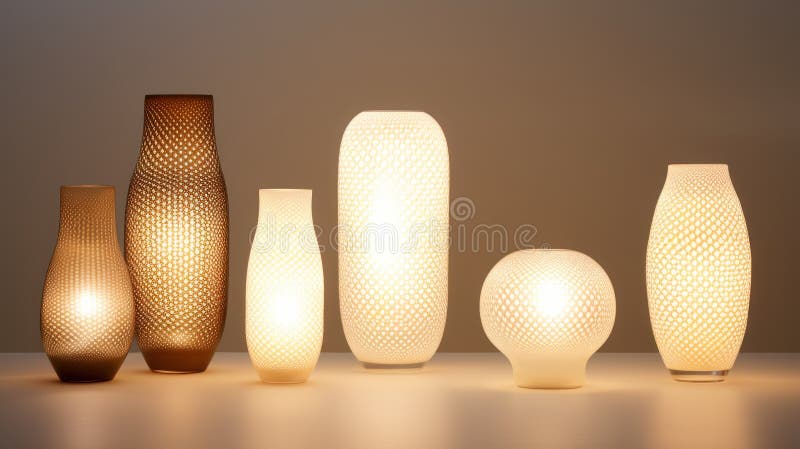 Different Modern Table Night Lamps. Translucency, Transparency and ...